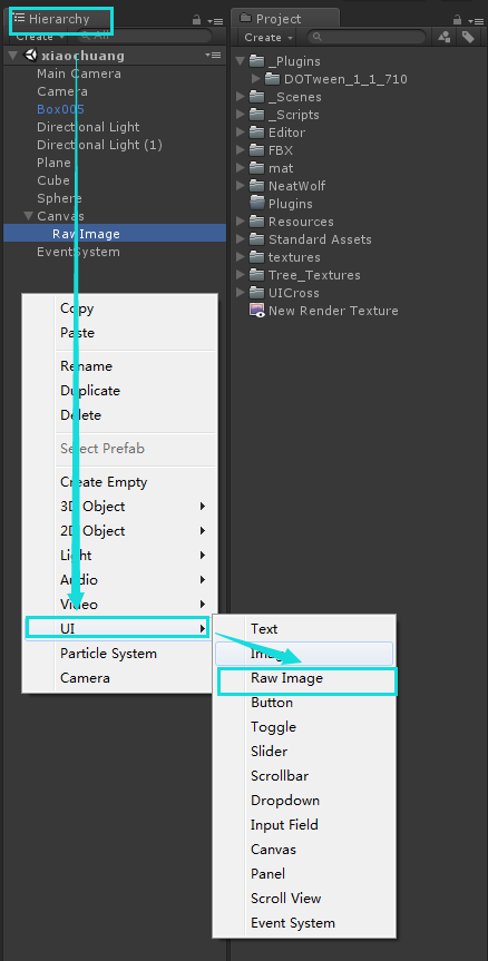 Unity中使用RawImage和RenderTexture在UI界面上投影其他相机拍摄的内容，并实现控制投影在RawImage中摄像机的移动_new render texture-CSDN博客