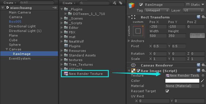 Unity中使用RawImage和RenderTexture在UI界面上投影其他相机拍摄的内容，并实现控制投影在RawImage中摄像机的移动_new render texture-CSDN博客