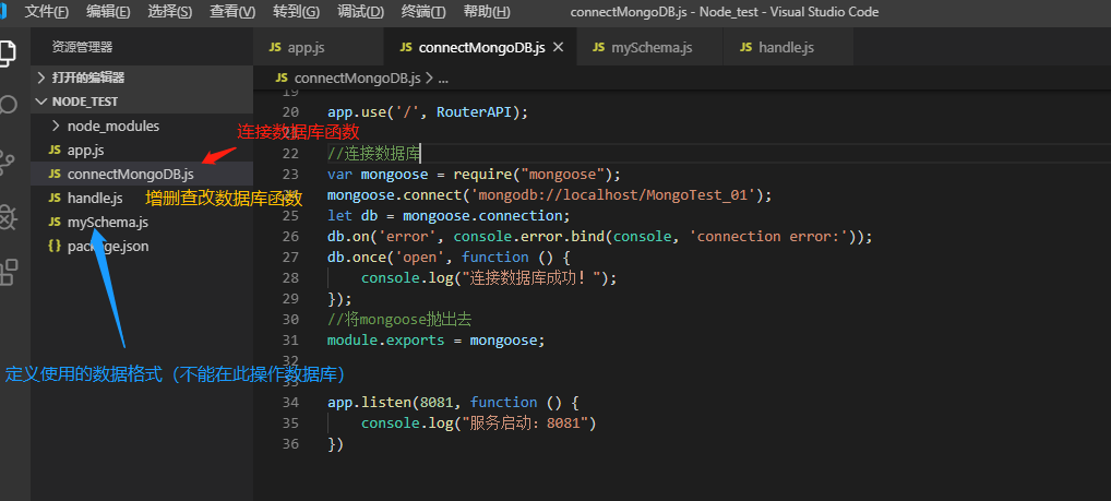 mongoose连接MongoDB数据库（Node实现）_db.once('open-CSDN博客