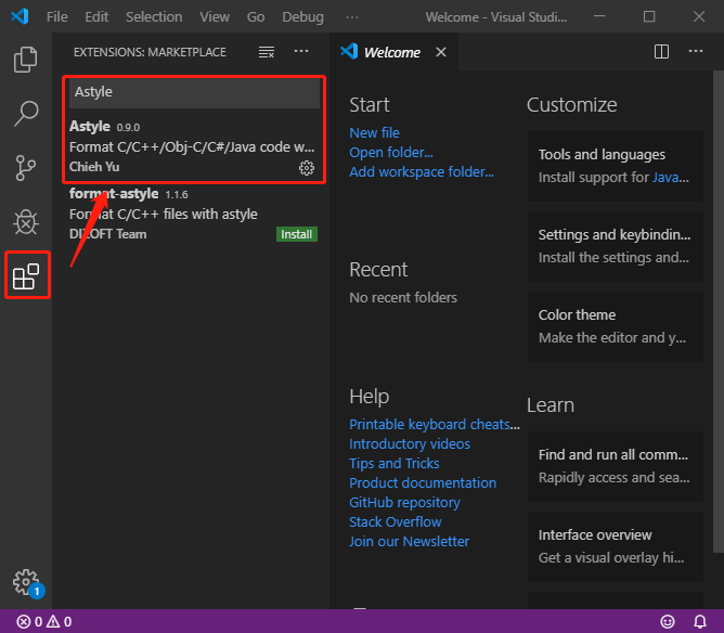 vscode添加 Artistic Style（AStyle）_vscode astyle-CSDN博客
