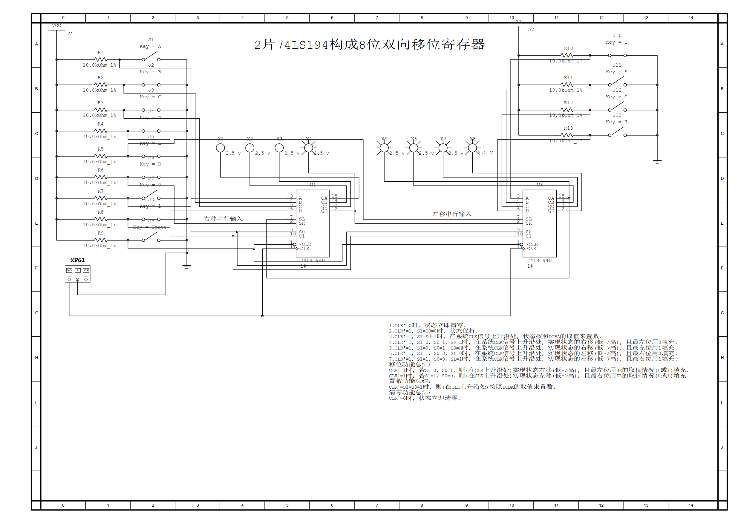 2片74LS194接成8位双向移位寄存器_两个74ls194构成的8位双向移位寄存器的设计与仿真-CSDN博客