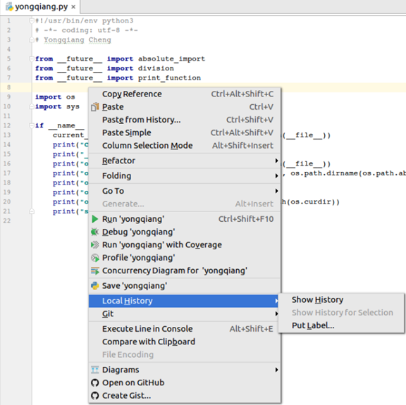 PyCharm - Show History (历史版本回滚)_pycharm history-CSDN博客