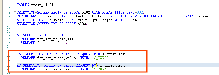 ABAP选择屏幕的事件触发，以及F4的制作_abap 表控件下拉触发事件-CSDN博客