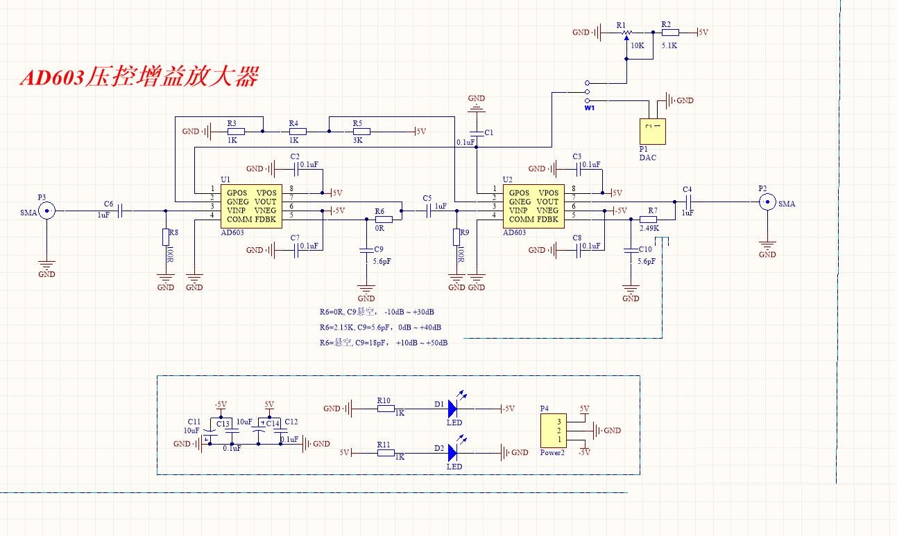 AD603 级联放大 可变增益放大器 压控增益放大器 VCA模块 原理图PCB-CSDN博客