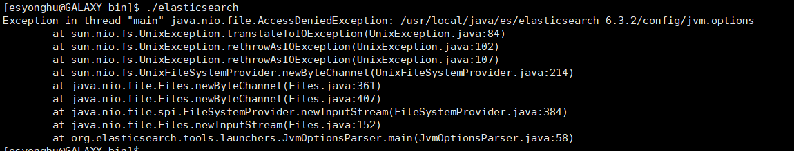 配置es服务器启动时遇到的问题：Exception in thread "main" java.nio.file.AccessDeniedException_es启动 exception in ...