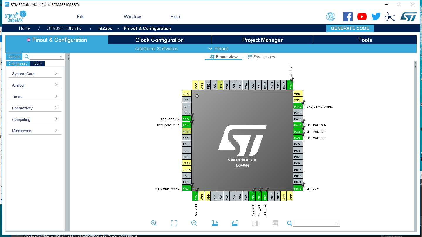 STM32 电机教程 23 - ST MCLIB实战之基于stm32f13c8tx构建FOC工程_st motor control ...