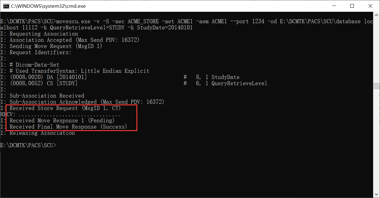 DCMTK开发笔记（二）：模拟PACS调试（Win10环境）_dcmtk tcp initialization error-CSDN博客