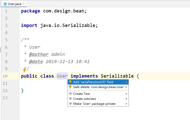 IntelliJ IDEA 中Java类实现Serializable接口生成serialVersionUID_serializable 没有生成uid-CSDN博客