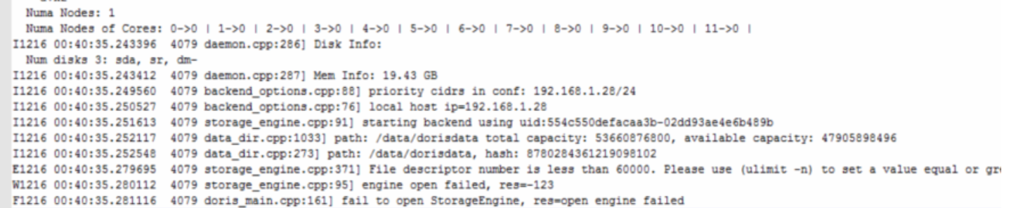 ApacheDoris入门操作和BE启动失败问题解决_doris_be运行启动命令不报错,但是服务没有运行-CSDN博客