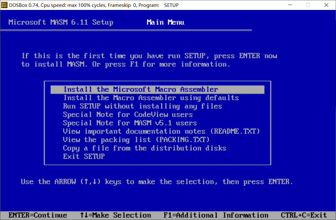 DOS：基本汇编语言开发环境配置及其增强_dos环境-CSDN博客