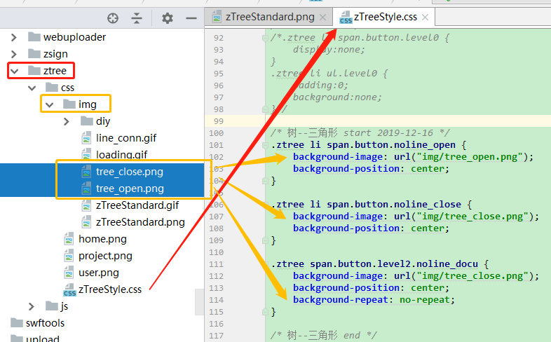 【zTree】将zTree节点前的展开收起图标（加减号）改为三角形图标 – 源码巴士