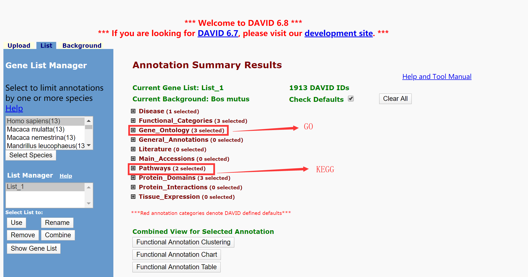 DAVID 在线数据库进行 GO/ KEGG 富集分析_david kegg-CSDN博客
