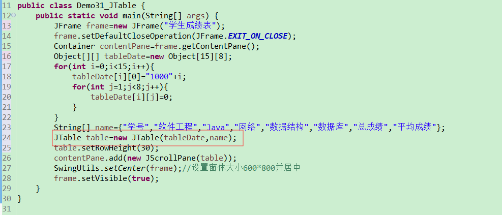 Swing 表格（JTable）的使用-CSDN博客