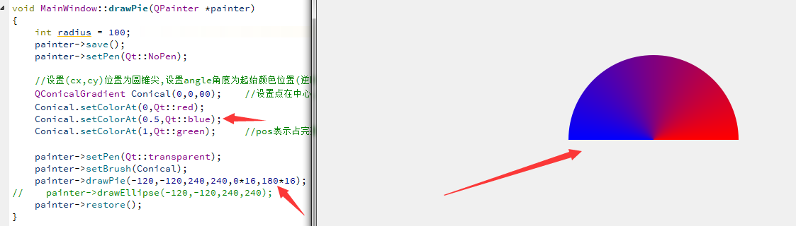 Qt之渐变QLinearGradient、QRadialGradient、QConicalGradient_qlineargradient 如何实现中间向左右两边渐变-CSDN博客