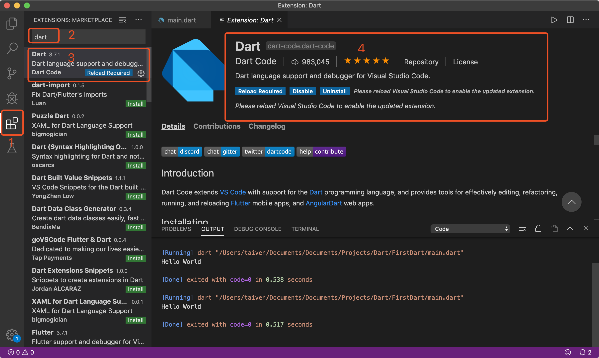 Dart语言学习一：搭建Dart环境，运行第一个Dart程序_dart运行-CSDN博客