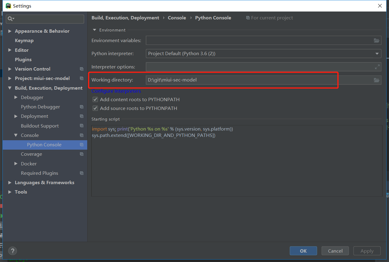 Python Console报错：Cannot start process, the working directory does not exist_cannot start process ...