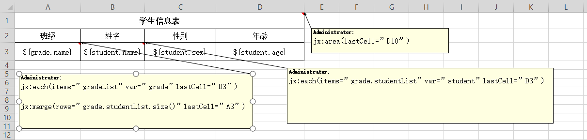 jxls export excel, two ways to merge cells - Programmer Sought
