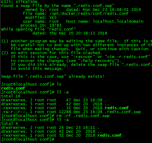 修改redis 配置报错 : Swap file ".redis.conf.swp" already exists!-CSDN博客
