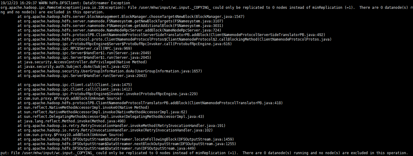 Put File Datawordtxtcopying Could Only Be Replicated To 0 Nodes Inste 程序员大本营