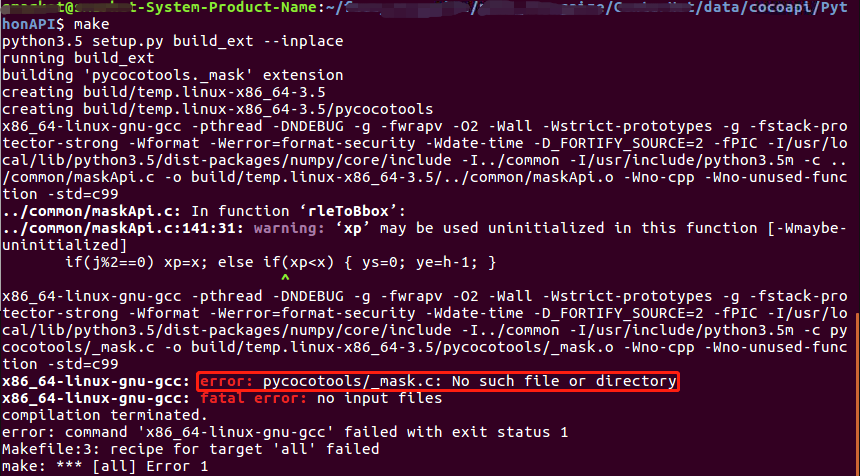 解决编译 COCOAPI时出现的 “pycocotools/_mask.c: No such file or directory”错误_maskapi.c pycocotools-CSDN博客
