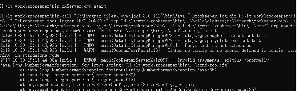 zookeeeper 启动失败 Unexpected exception, exiting abnormally java.io.eofexception - 程序员大本营