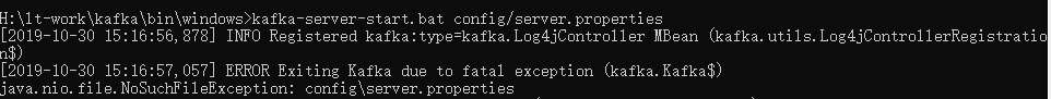 输入kafka-server-start.bat config/server.properties报错_usage: kafka-server-start.bat server ...