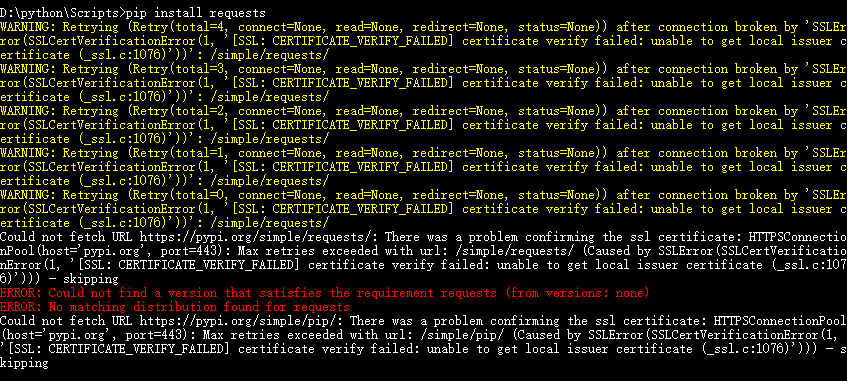 pip安装resquests出错:ERROR: Could not解决方法 及国内下载源推荐_no matching distribution found for requests-CSDN博客