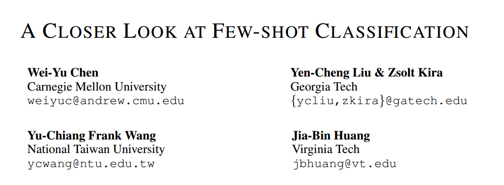[Few-shot Classification]Review:(ICLR 2019）A Close Look at Few-shot ...