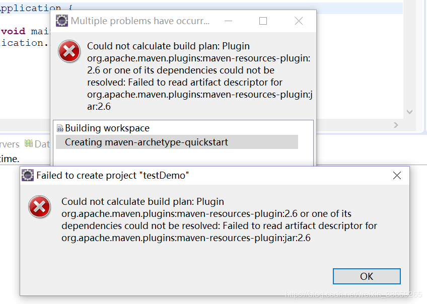Could not calculate build plan: Plugin org.apache.maven.plugins:maven-resources-plugin:2.6 ...