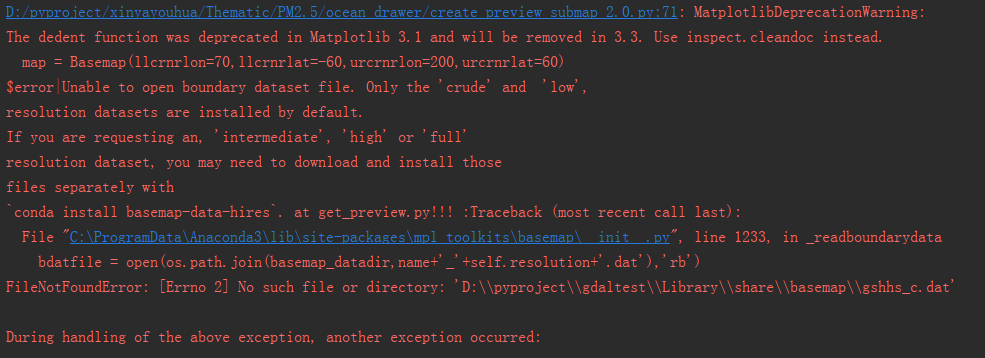 PYTHON使用BASEMAP，出现 KeyError:‘PROJ_LIB‘和OSError: Unable to open boundary dataset file._oserror ...