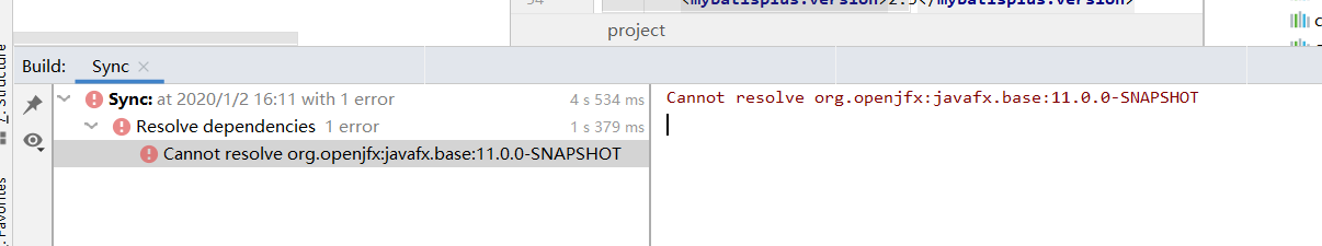 IDEA中maven仓库依赖报错：Cannot resolve org.openjfx:javafx.base:11.0.0-SNAPSHOT_unresolved dependency ...