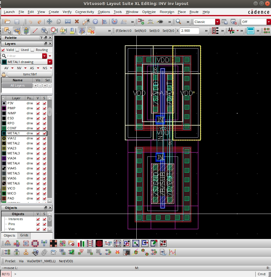 一个基本反相器的版图设计_反相器版图-CSDN博客