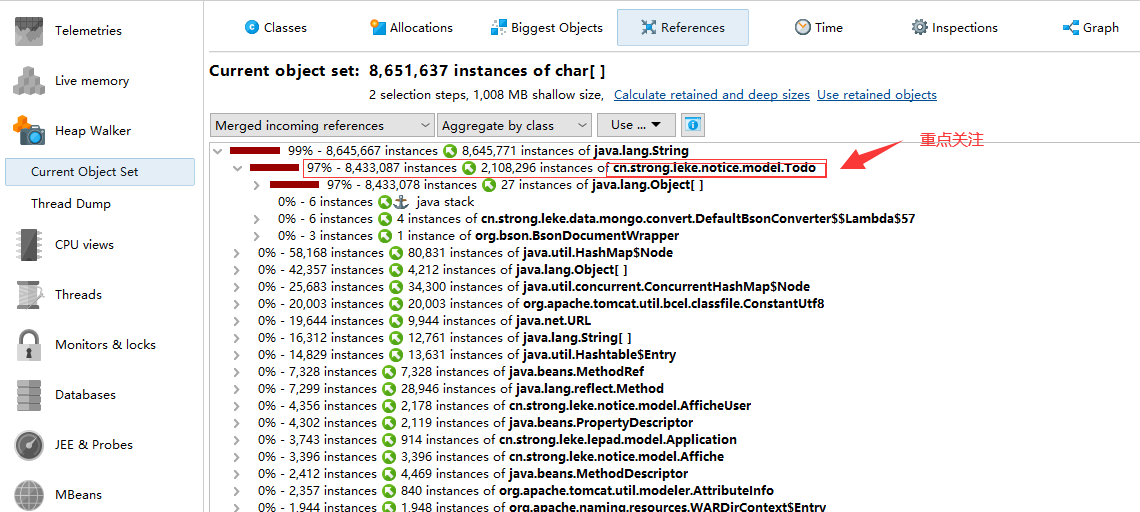 生产内存溢出,通过jprofiler对dump文件进行分析_jprofiler分析hprof文件线程-CSDN博客