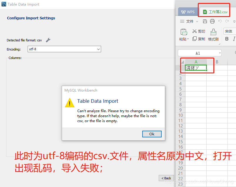 【数据库】【mysql Workbench1】 :如何解决wpsexcel数据导入时table Data Import报错问题?mysql Workbench Table Data