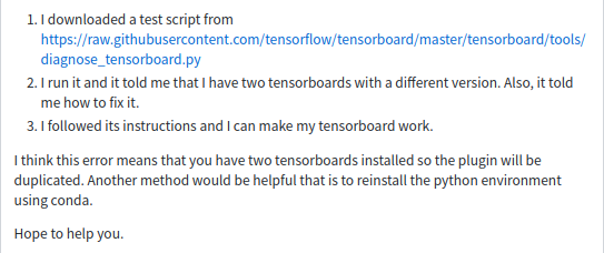 tensorboard页面无法打开报错: ValueError: Duplicate plugins for name projector_valueerror:cannot assemble ...