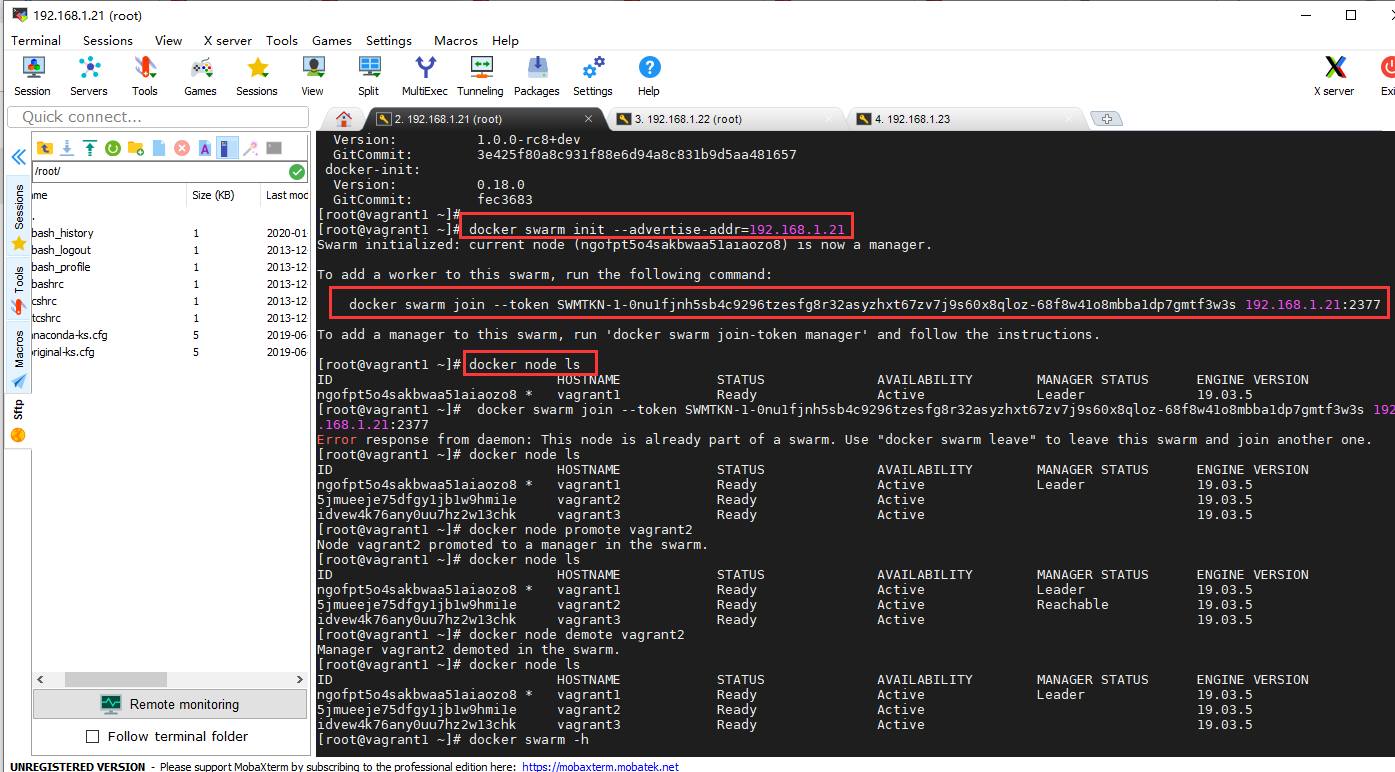 使用vagrant创建多台centos7虚拟机,并使用Docker Swarm建立主从集群_mobaxterm如何连接vagrant-CSDN博客
