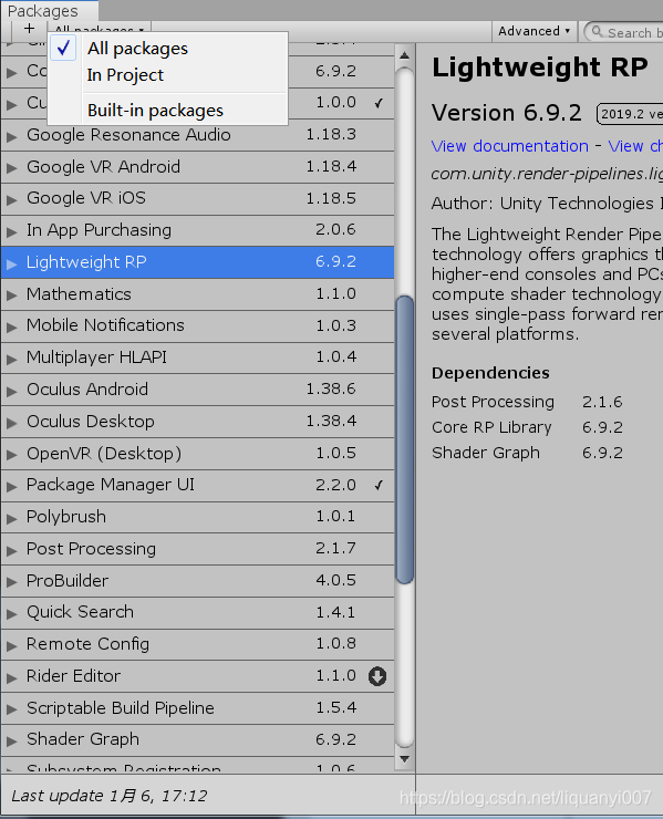 Unity Shader Graph 安装shader Graph 源码 Csdn博客