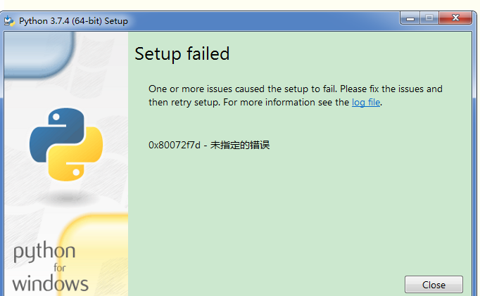 安装Python3.7.4报错“0x80072f7d -未指定的错误”快速解决方法_python未指定的错误0x80072f7d-CSDN博客