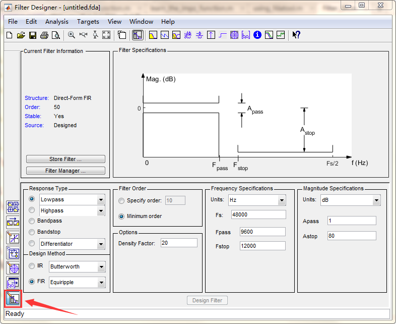 MATLAB滤波器设计fdatool（filterDesigner）工具箱使用_matlab filter tool-CSDN博客