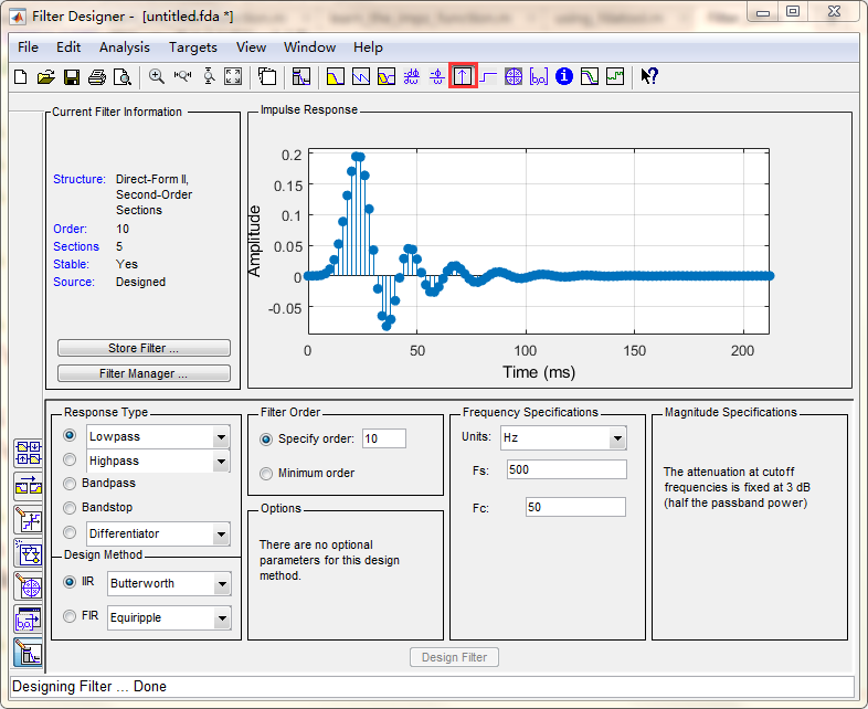 MATLAB滤波器设计fdatool（filterDesigner）工具箱使用_matlab filter tool-CSDN博客