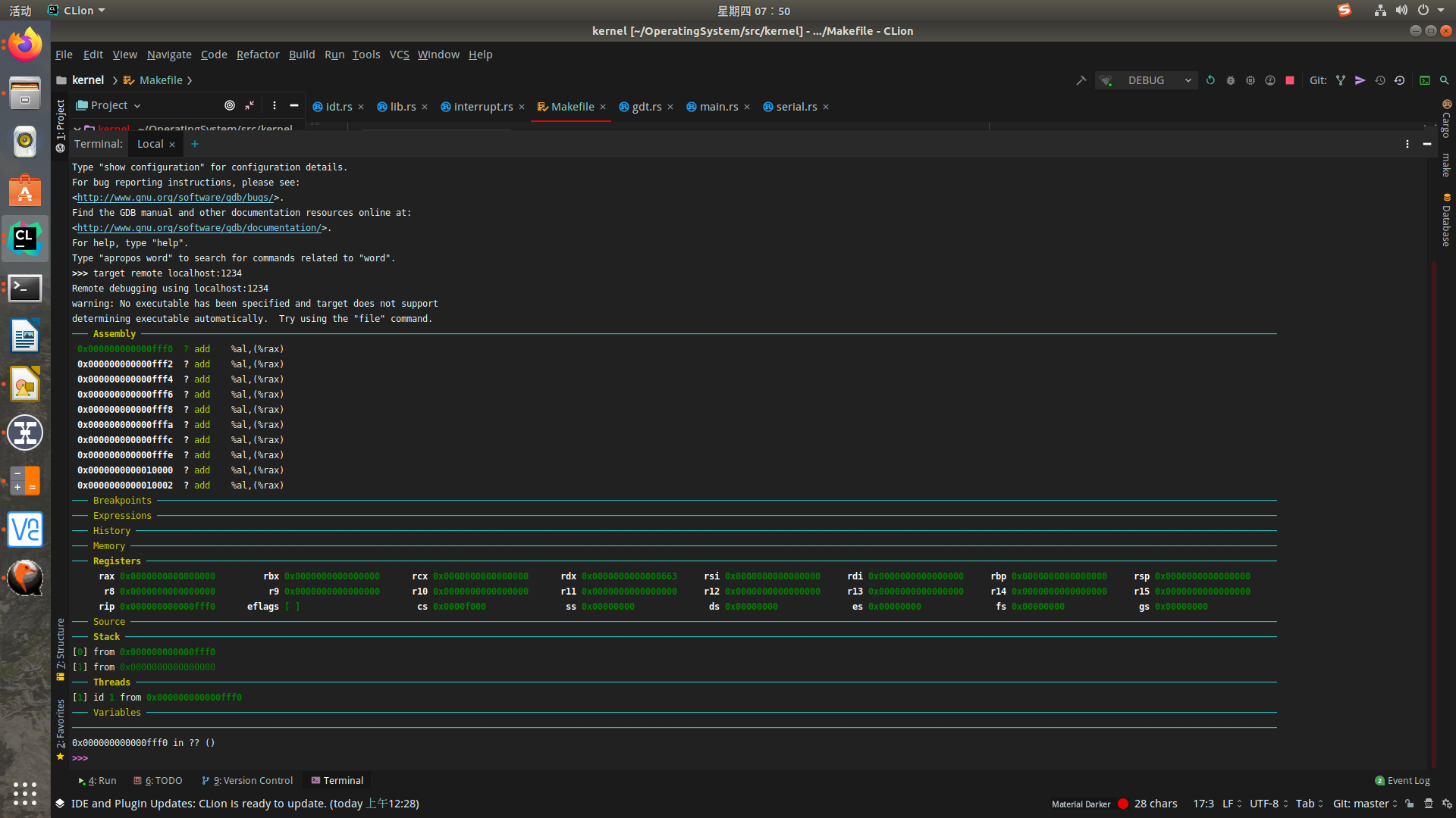 使用Rust开发操作系统(GDT，IDT加载，以及GDB调试内核)_VenmoSnake的博客-CSDN博客_gdb rust