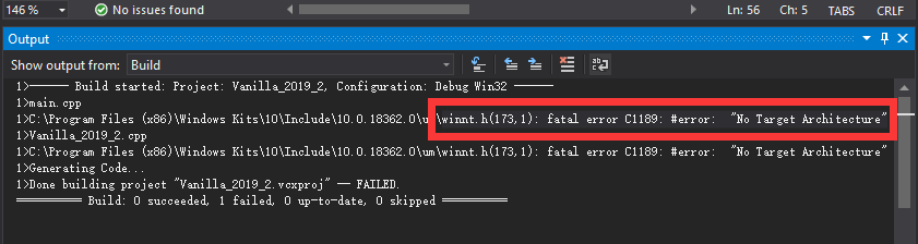 winnt.h(173,1): fatal error C1189: #error: "No Target Architecture" 解决方案_vs2019 winnt.h编译出错-CSDN博客