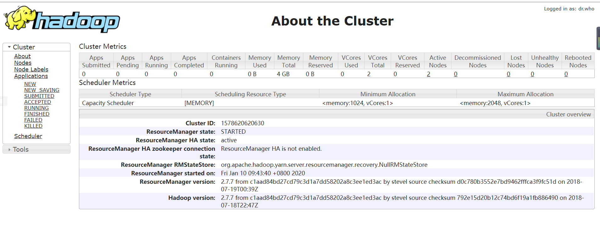 (超详细版) Linux下安装配置Hadoop2.7.7集群环境搭建—部署Hadoop_hadoop2.7.7安装教程-CSDN博客