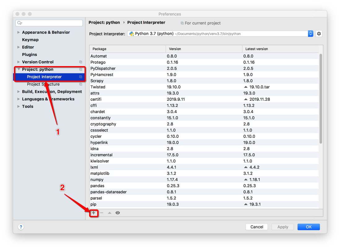 Mac环境下使用pycharm成功安装Scrapy爬虫框架_mac pycharm scrapy-CSDN博客