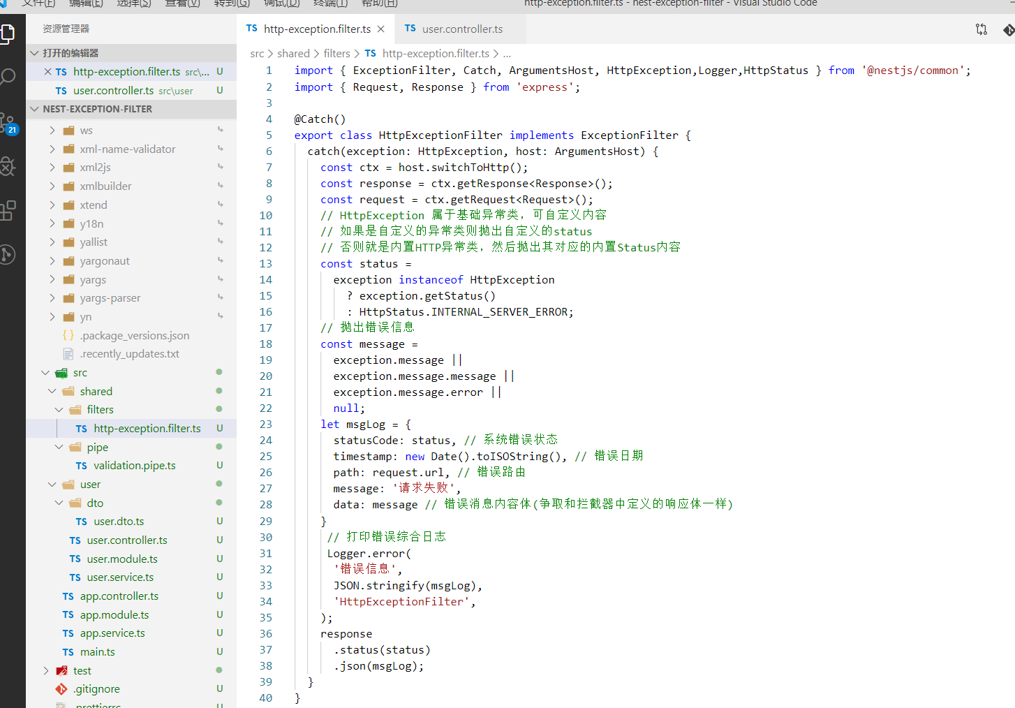 nestjs[异常过滤器ExceptionFilter的使用]_nestjs怎么走进exceptionfilter-CSDN博客