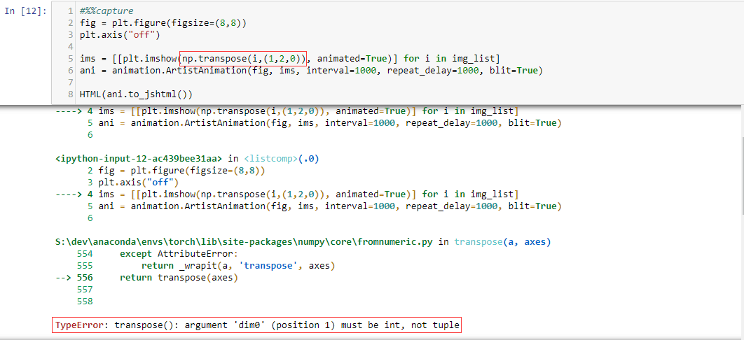 TypeError: transpose(): argument 'dim0' (position 1) must be int, not tuple_typeerror: permute ...