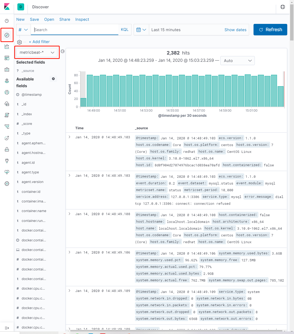 Metricbeat监听容器CPU利用率，内存等使用情况，发送给ElasticSearch并展示在kibana_短腿长颈鹿小姐的博客-CSDN博客