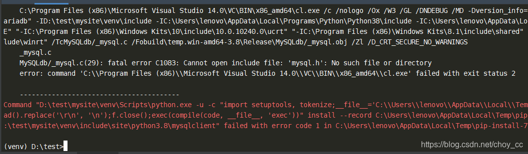 Python3使用pip Install Mysqlclient失败的解决过程python虚拟环境无法下载mysqlclient Csdn博客
