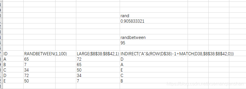 Excel 如何实现随机,用randbetween Match Vlookup Index Choose 实现