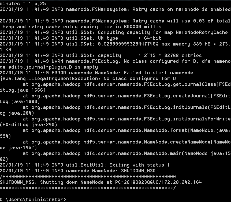 Win7下搭建hadoop环境，出现error Namenode Namenode Failed To Start Namenode 2023 10 19 17 13 04 272